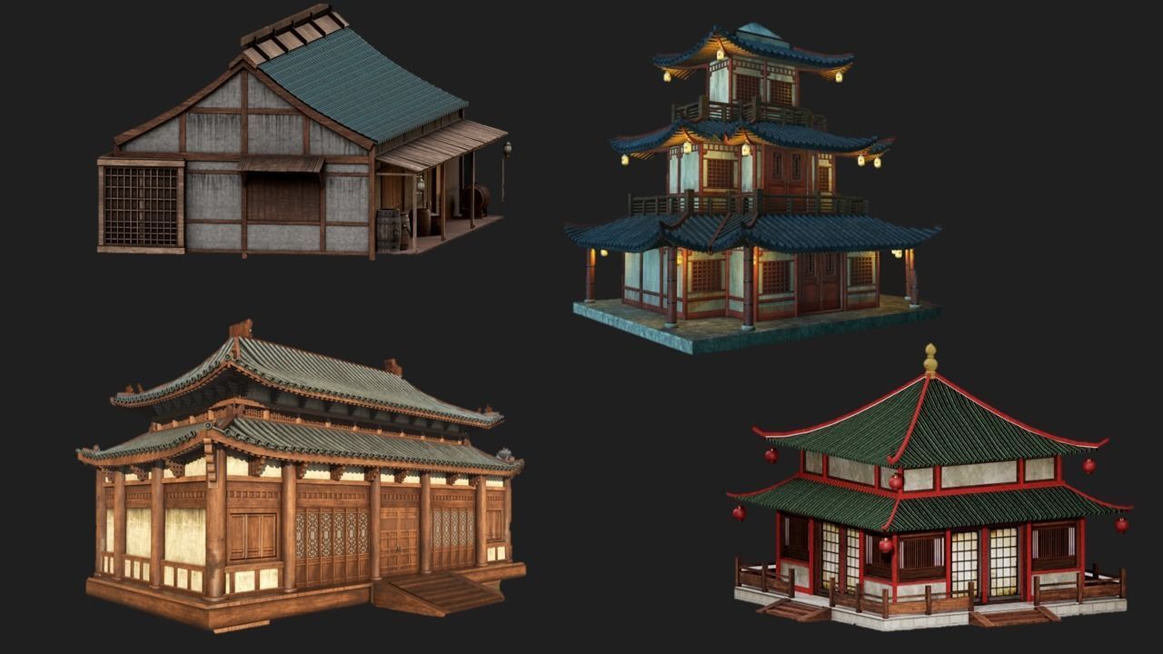 Asian Japanese Traditional Building Collection 3D model | CGTrader
