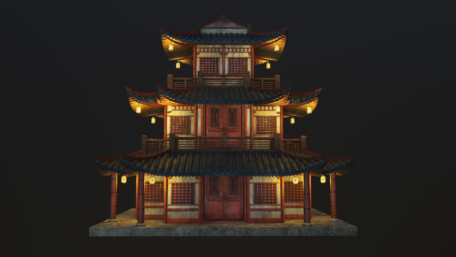 Asian Japanese Traditional Building Collection 3D model | CGTrader