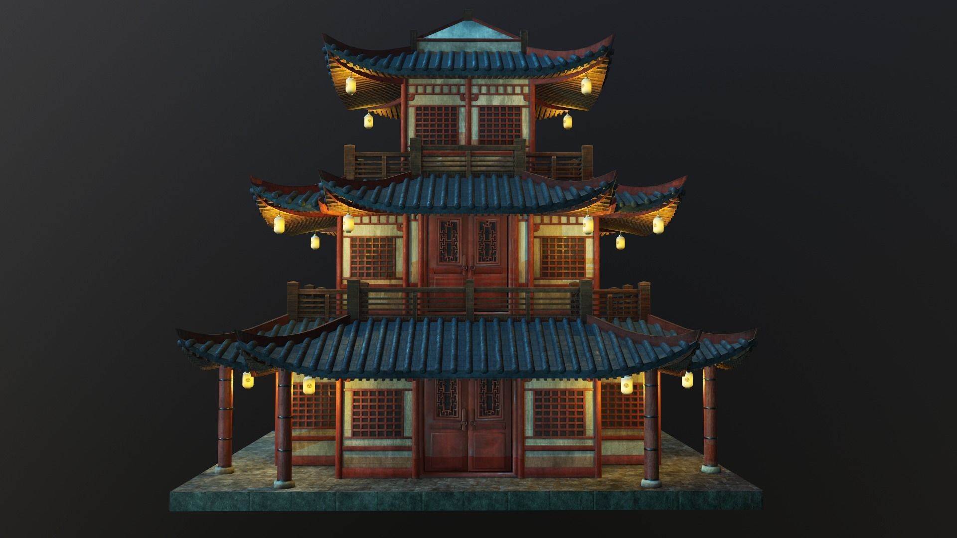 Asian Japanese Traditional Building Collection 3D model | CGTrader