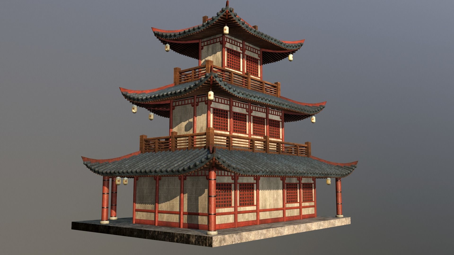 Asian Japanese Traditional Building Collection 3D model | CGTrader