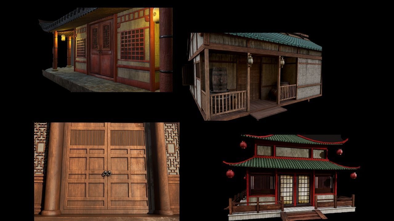 Asian Japanese Traditional Building Collection 3D model | CGTrader