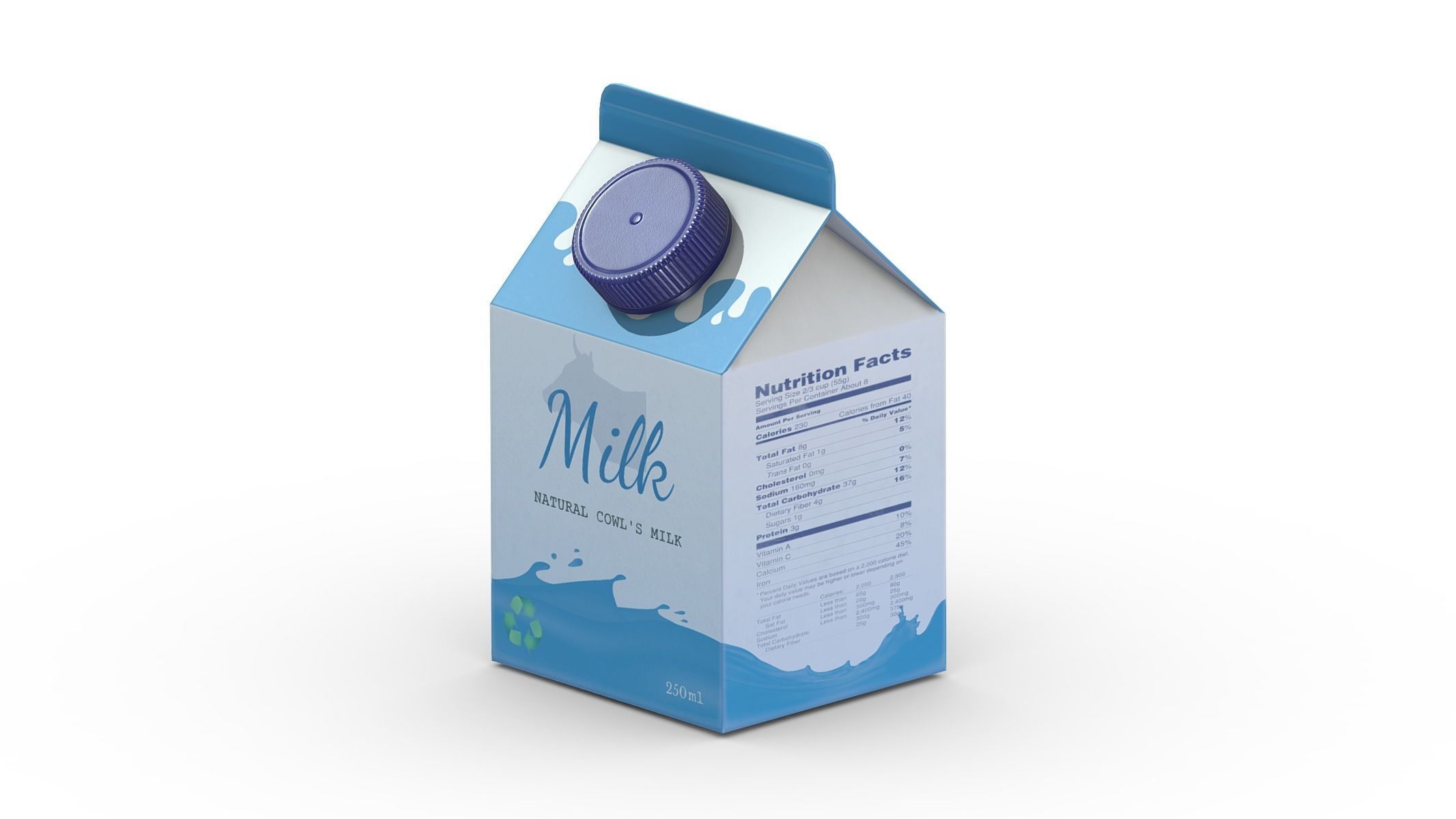 3D model Supermarket Milk Carton 01 Low Poly PBR Realistic VR / AR ...