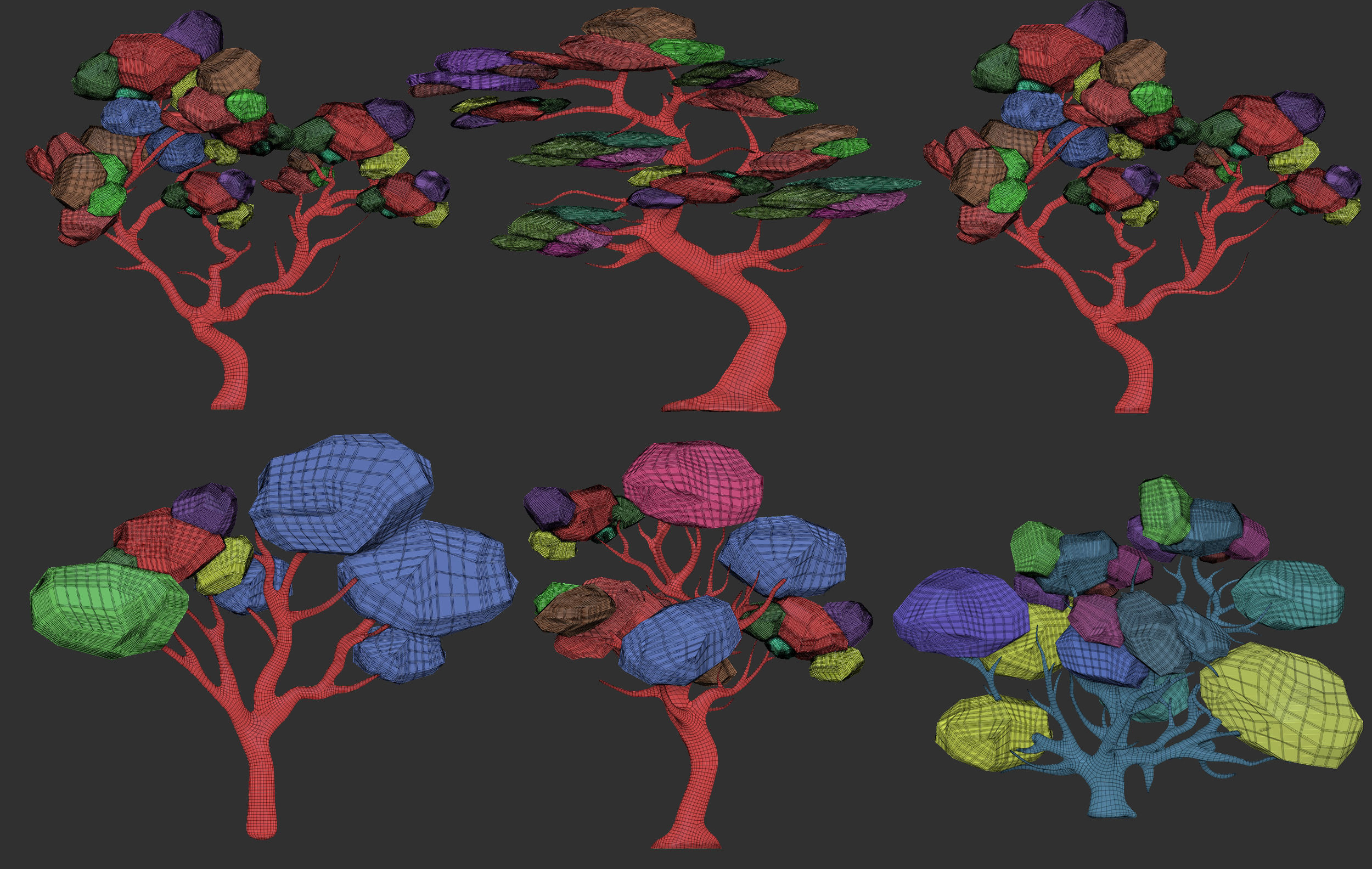 30 Low poly tree and bush base mesh IMM brush set for Zbrush 3D model ...