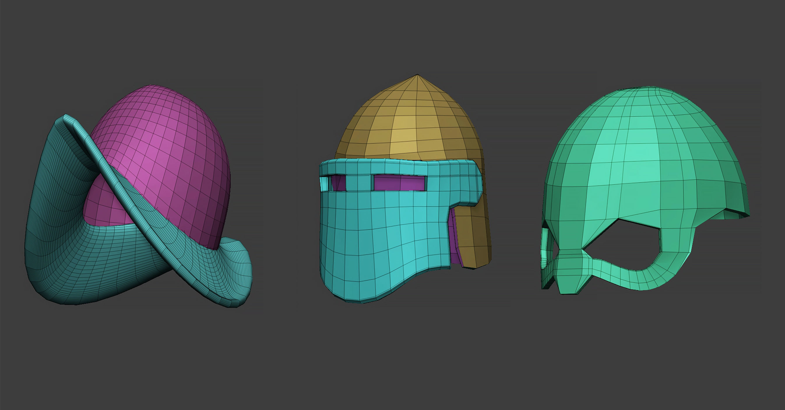 30 Low poly medieval fantasy helmets base mesh shapes IMM brush 3D ...