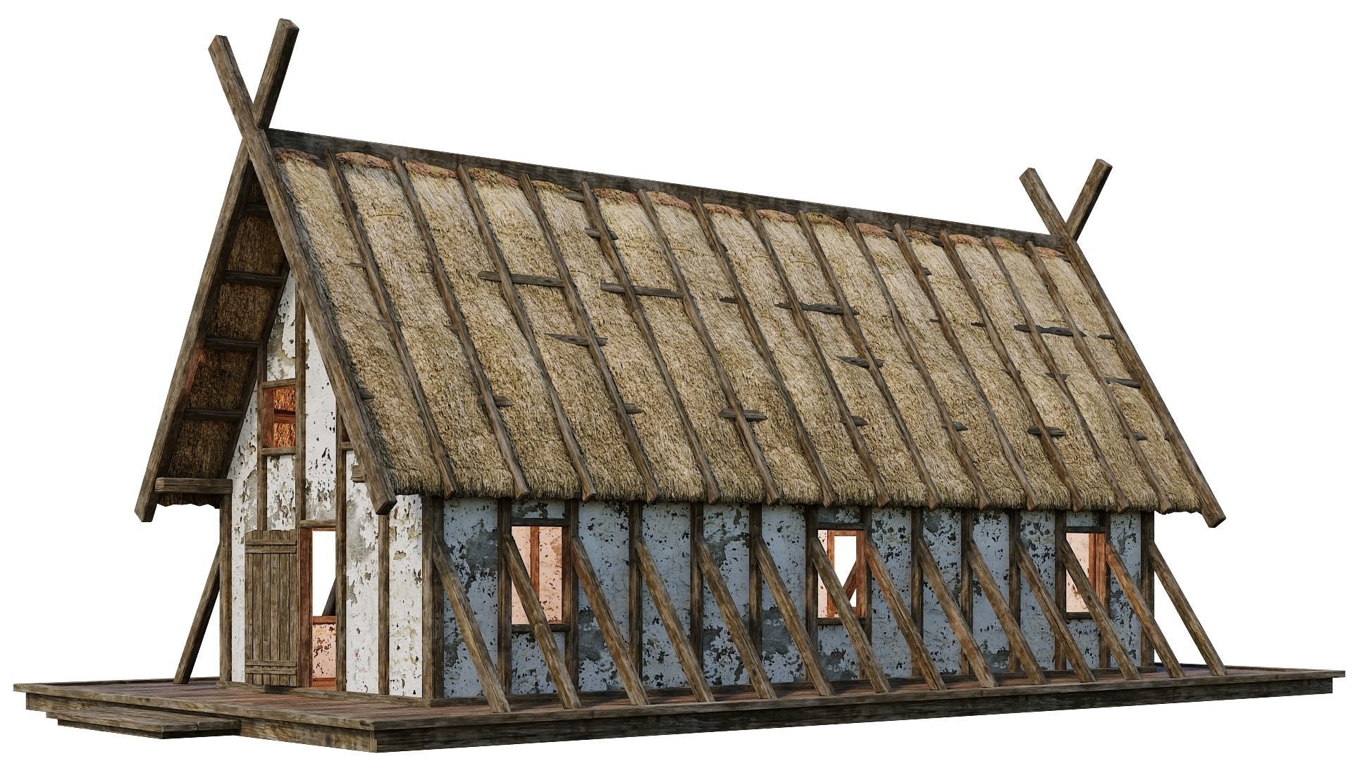 3D model 4 Old Medieval Building House 4K Tex GameReady 89 to 92 VR ...