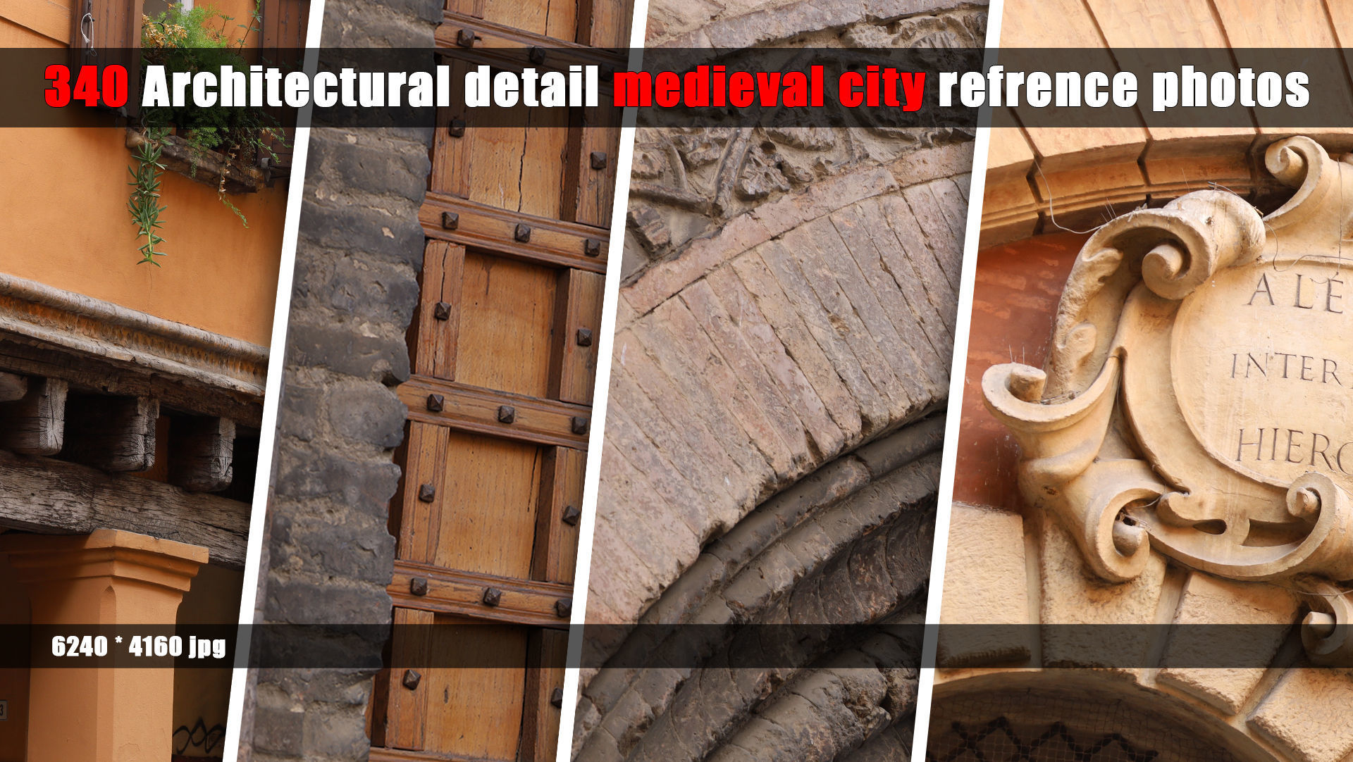340 Architectural detail - Medieval city photo reference pack 3D model ...