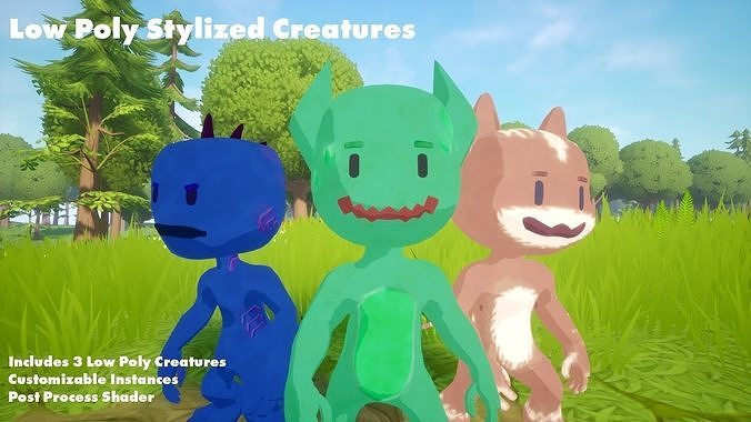 3D model Low Poly Stylized Creatures Pack VR / AR / low-poly | CGTrader