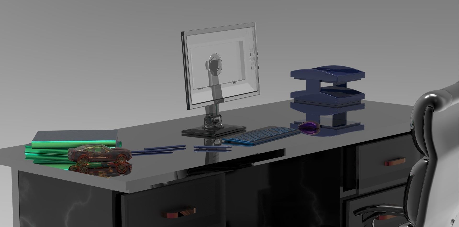 office desk free 3D model | CGTrader