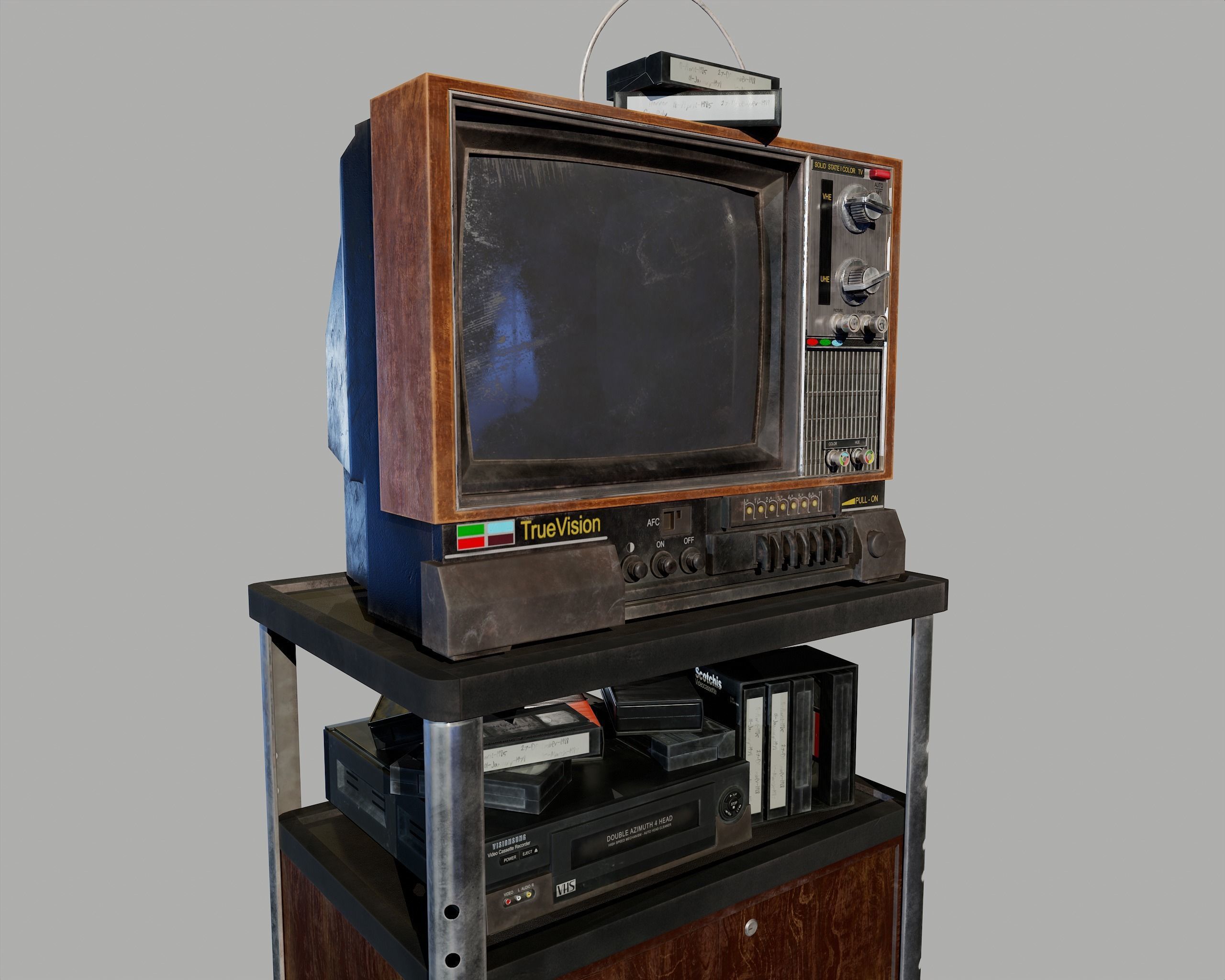 3D model Old Television and VHS Set VR / AR / low-poly | CGTrader
