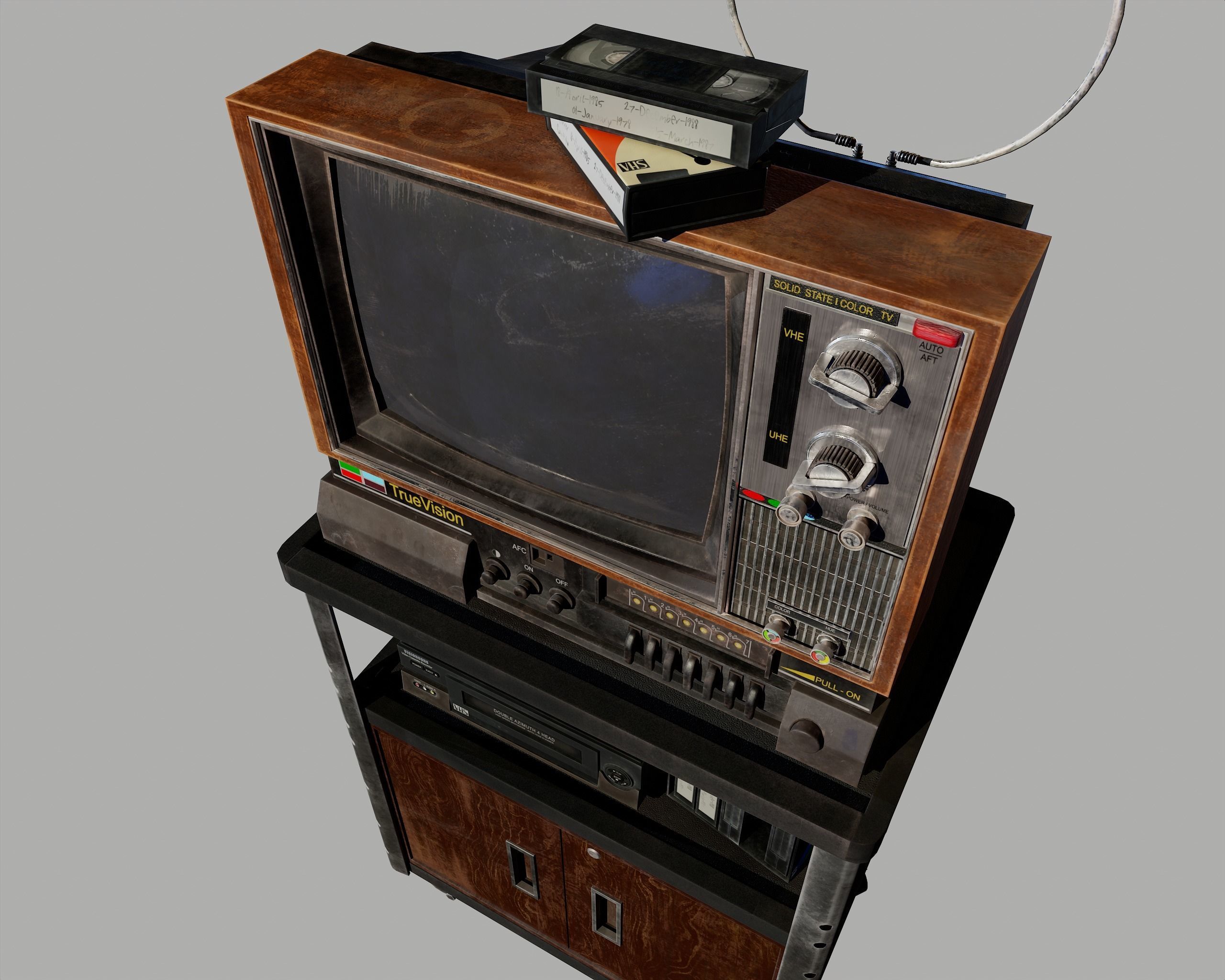 3D model Old Television and VHS Set VR / AR / low-poly | CGTrader