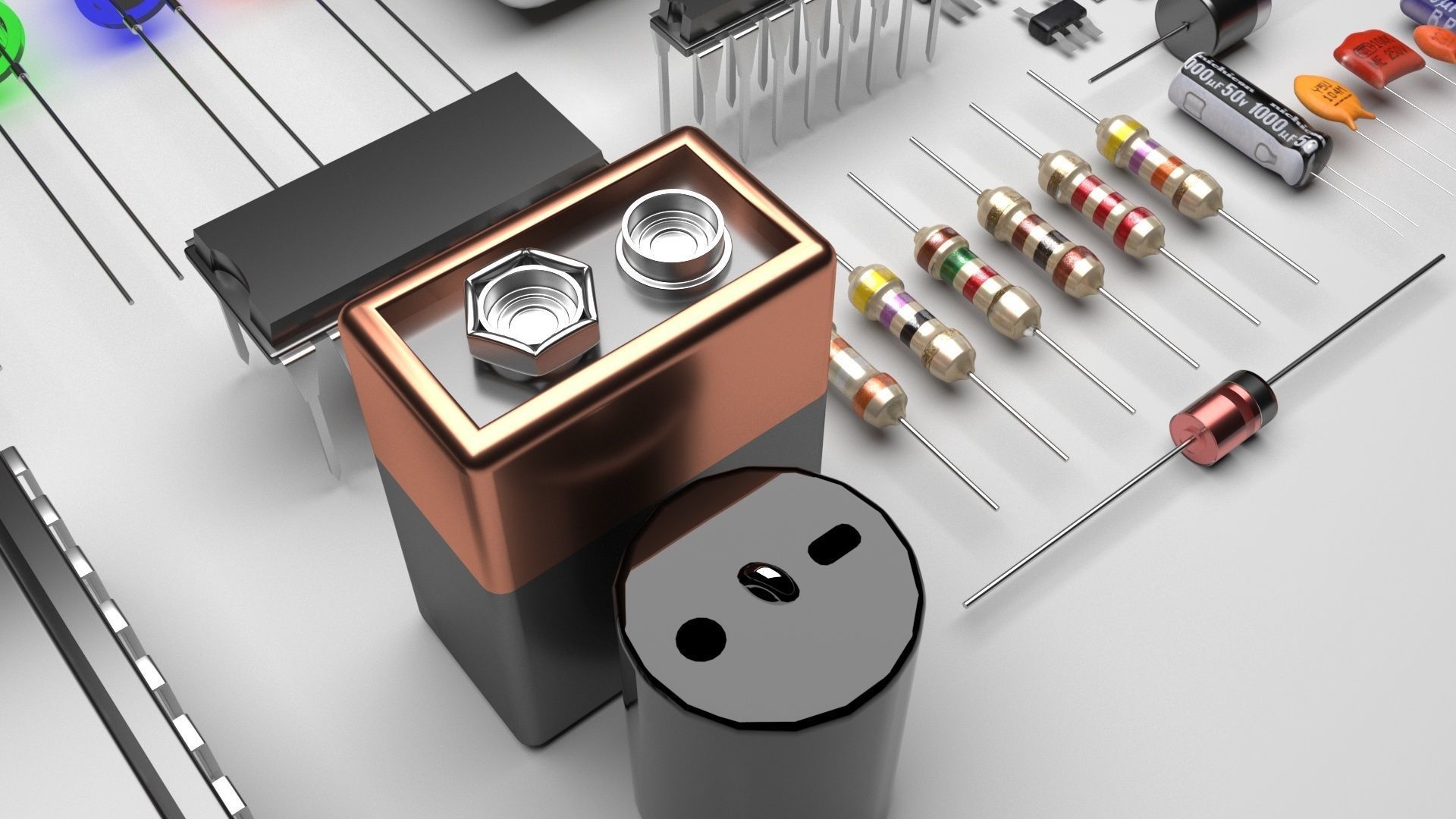 Electronic Components Set 3D model | CGTrader
