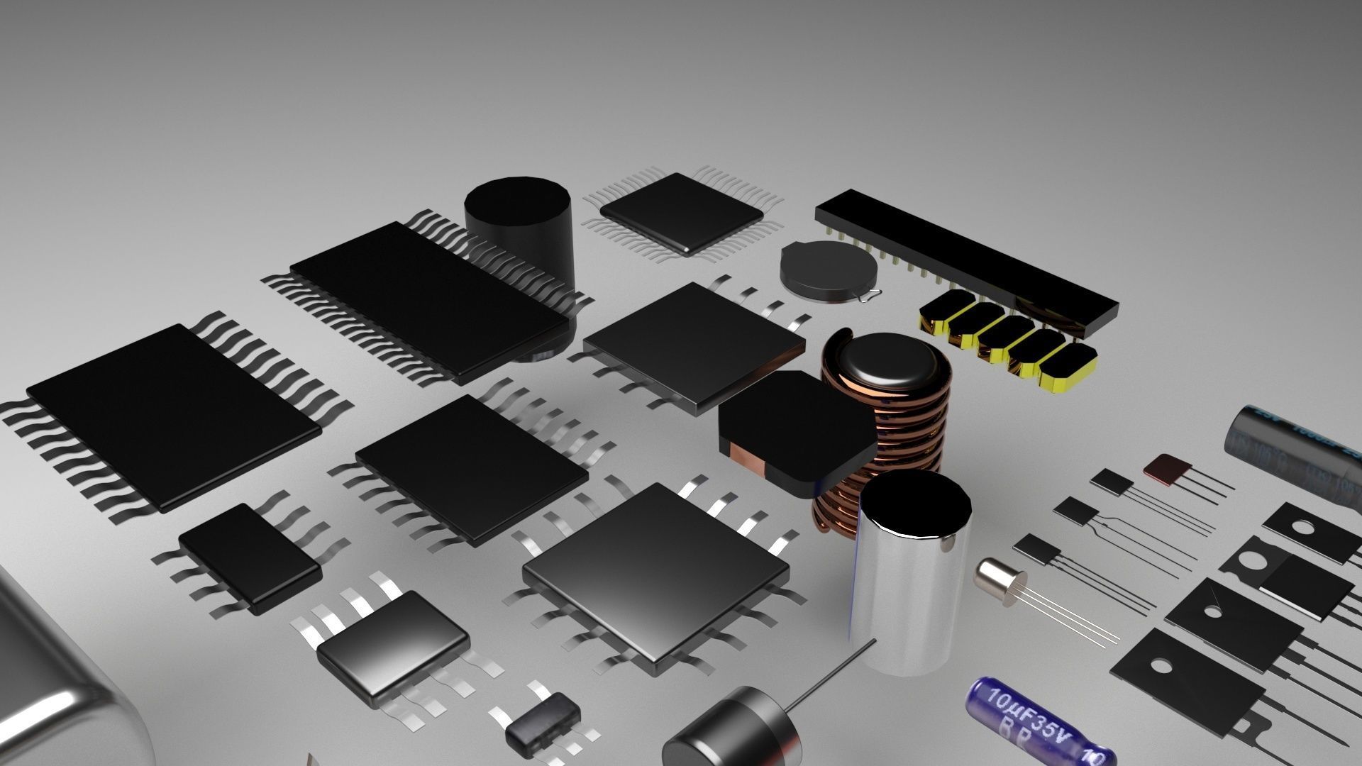 Electronic Components Set 3D model | CGTrader