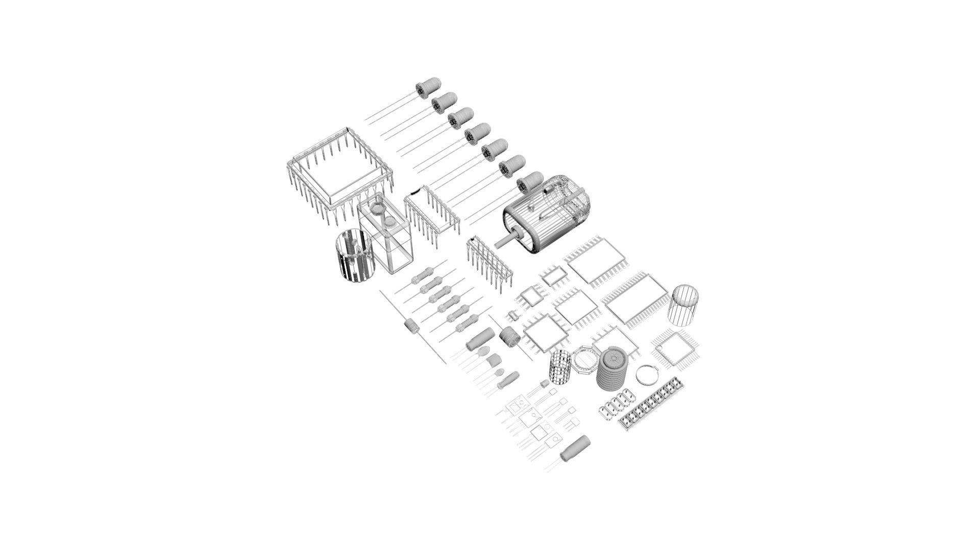 Electronic Components Set 3D model | CGTrader