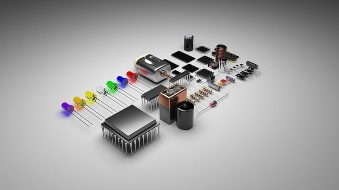 Electronic Components Set 3D model | CGTrader