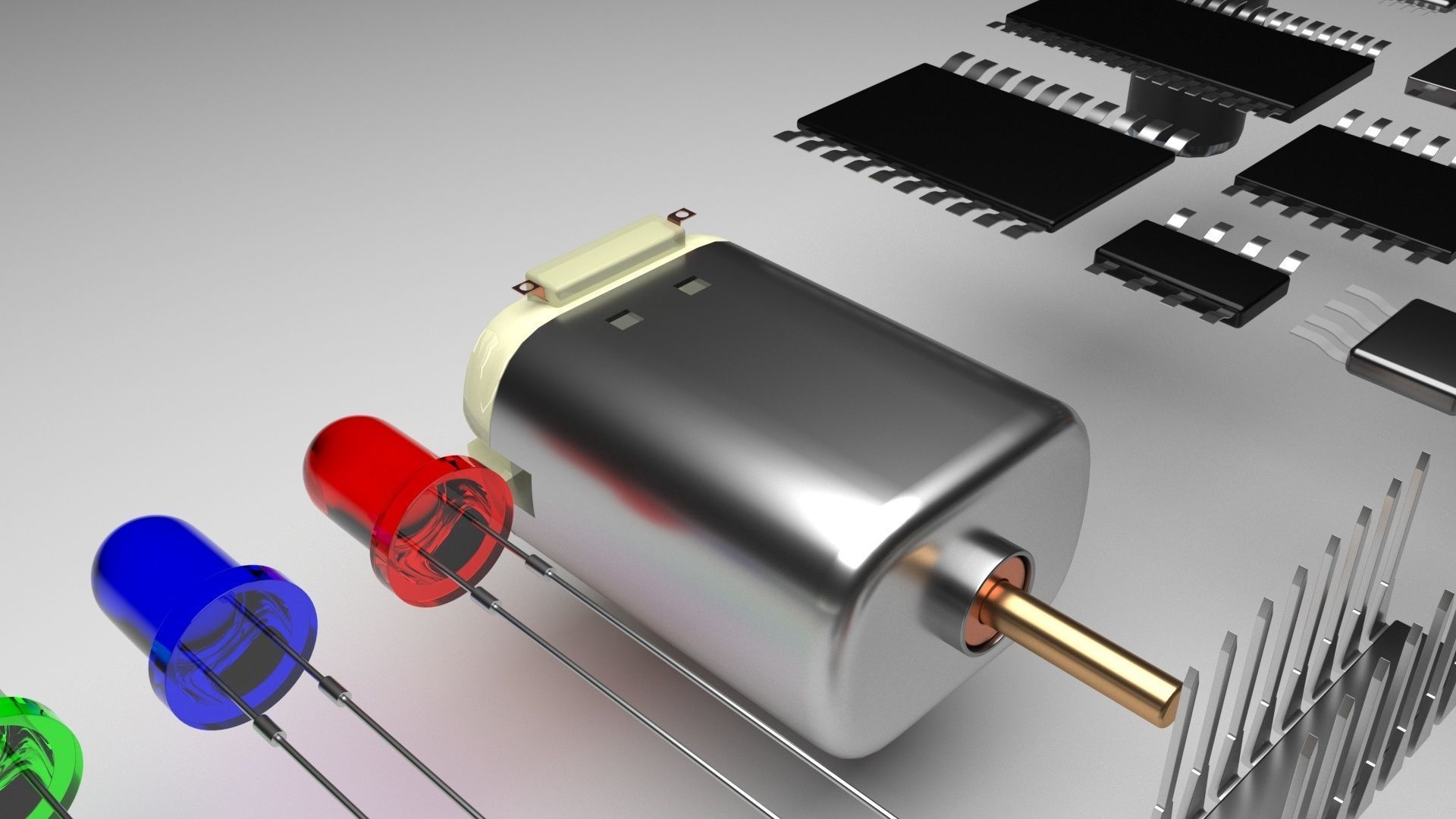 Electronic Components Set 3D model | CGTrader