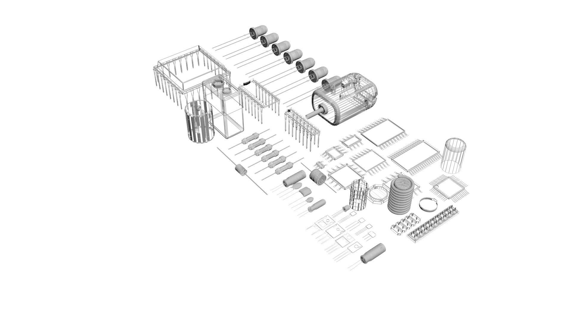 Electronic Components Set 3D model | CGTrader
