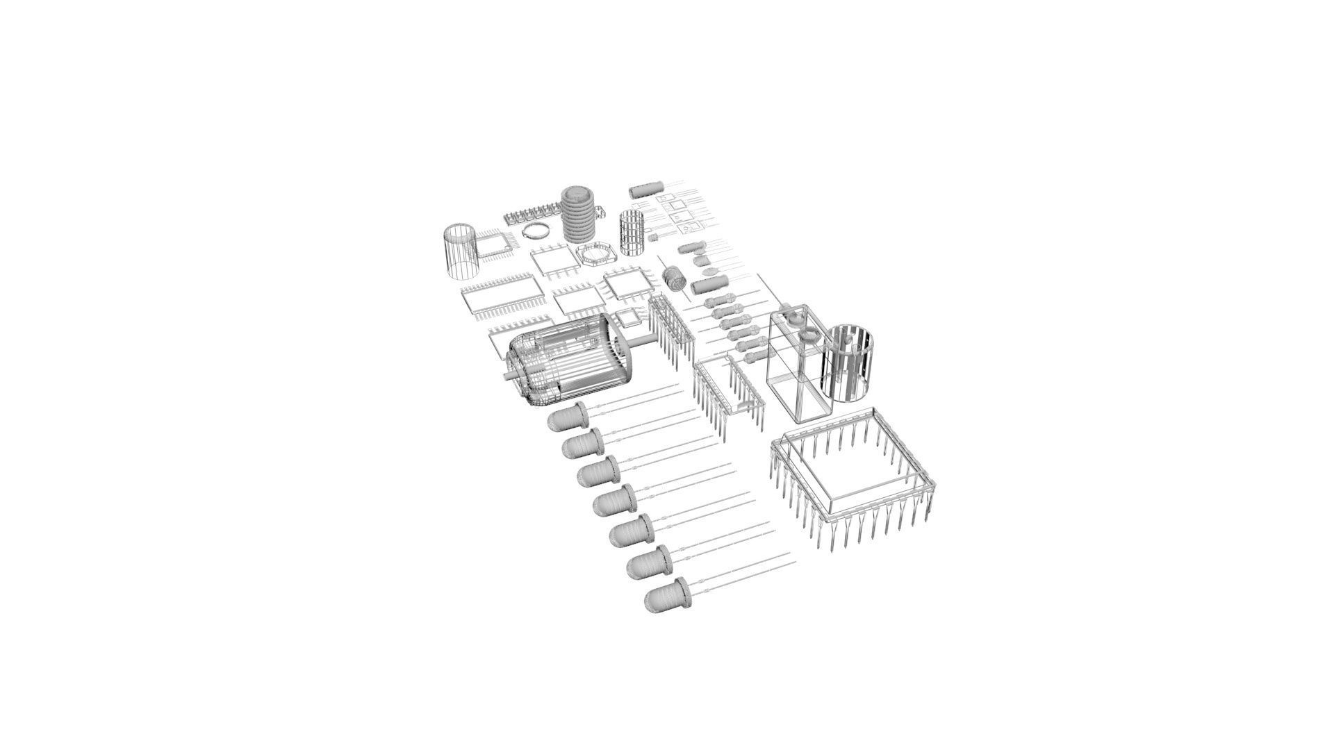 Electronic Components Set 3D model | CGTrader