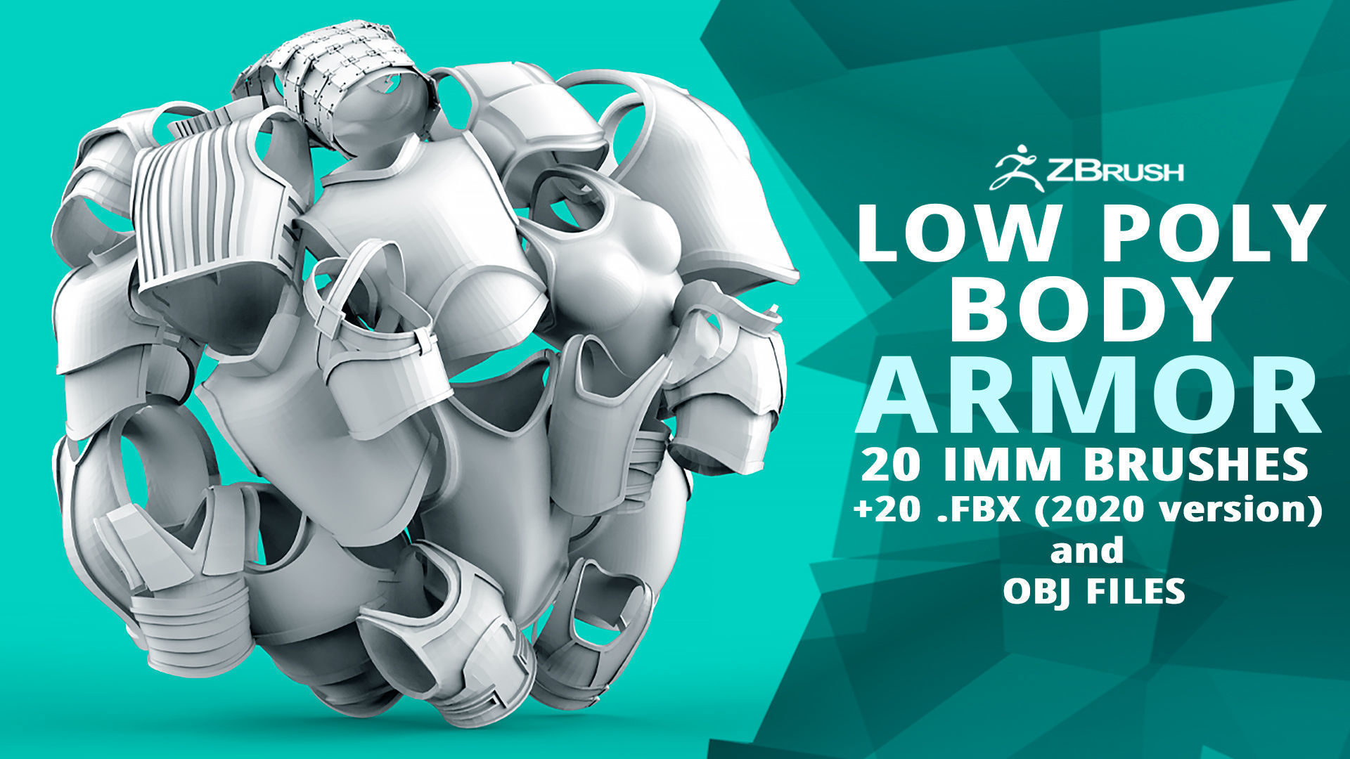 20 Low poly medieval fantasy body armor base mesh IMM brush 3D model ...