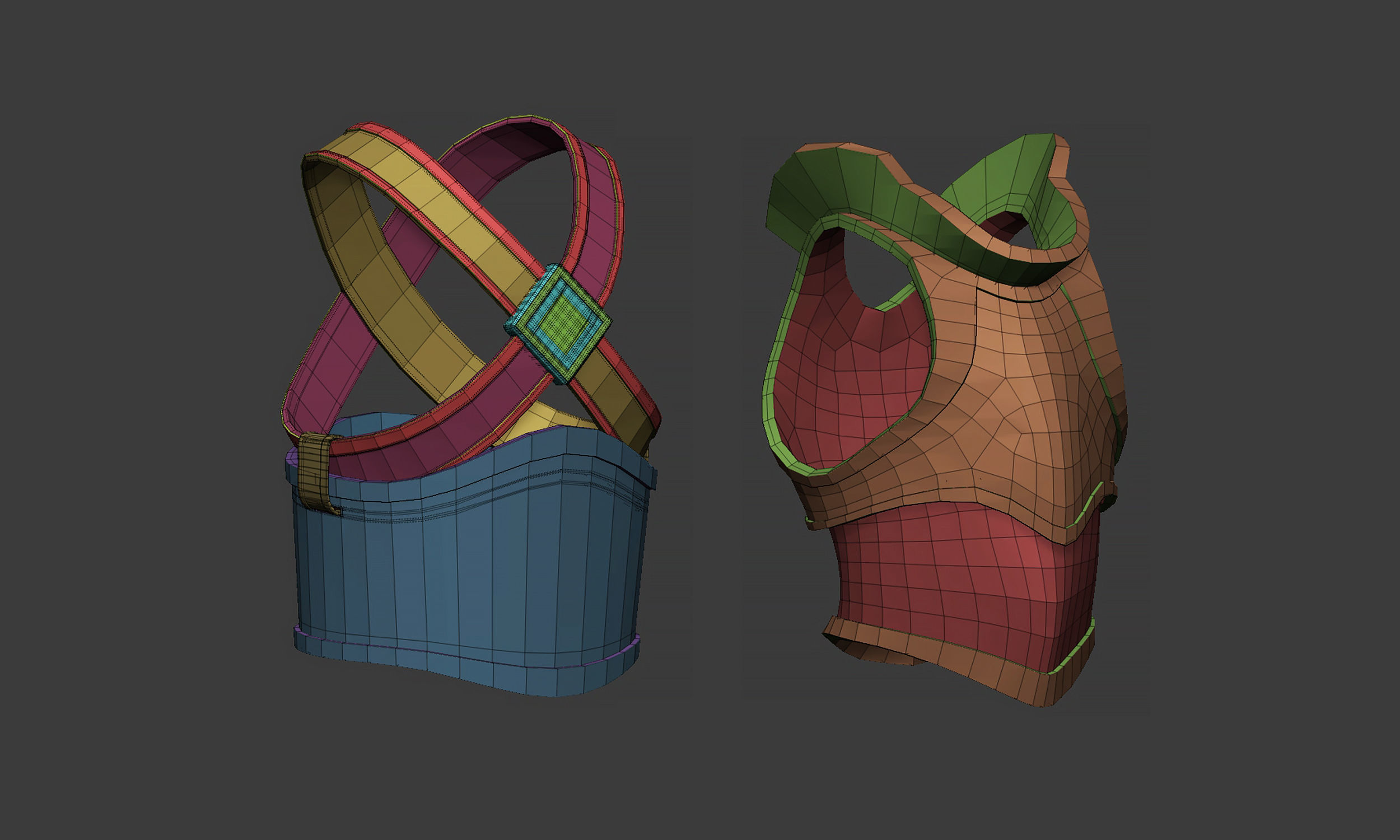 20 Low poly medieval fantasy body armor base mesh IMM brush 3D model ...