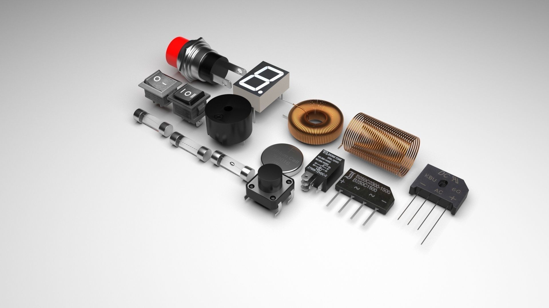 Electronic Components Set 3D model | CGTrader