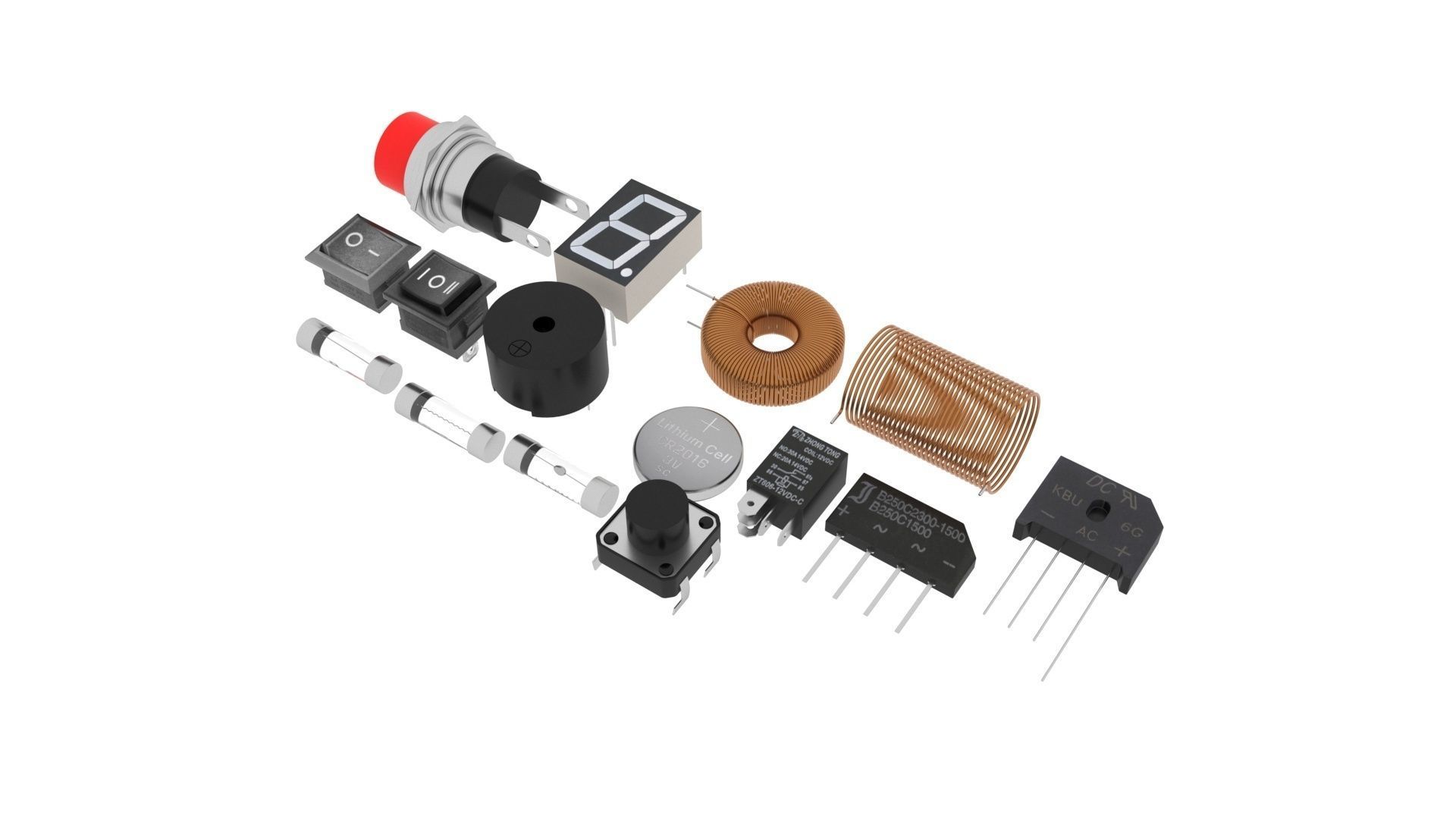 Electronic Components Set 3D model | CGTrader