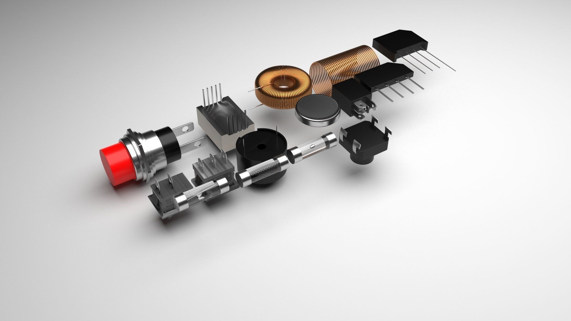 Electronic Components Set 3D model | CGTrader
