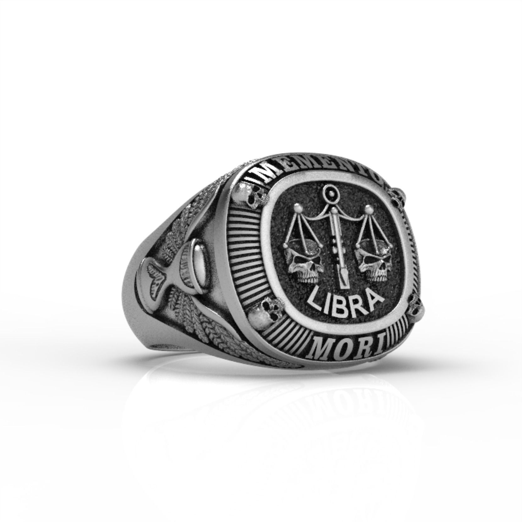MEMENTO MORI RING LIBRA ZODIAC 3D model 3D printable | CGTrader