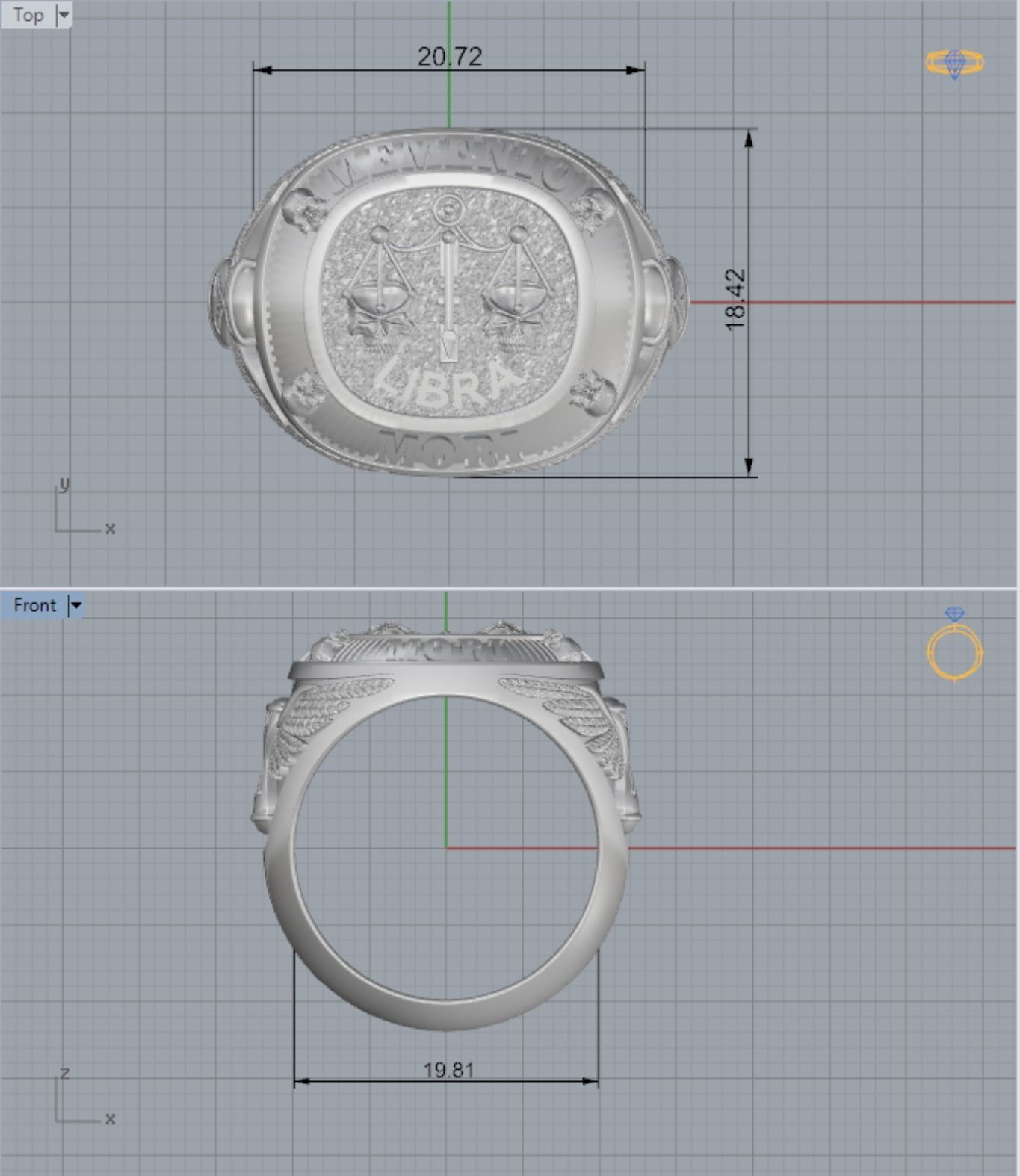 MEMENTO MORI RING LIBRA ZODIAC 3D model 3D printable | CGTrader