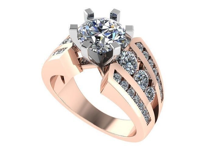 Peg Head Branch Shank Diamond Ring 0550 3D model 3D printable | CGTrader