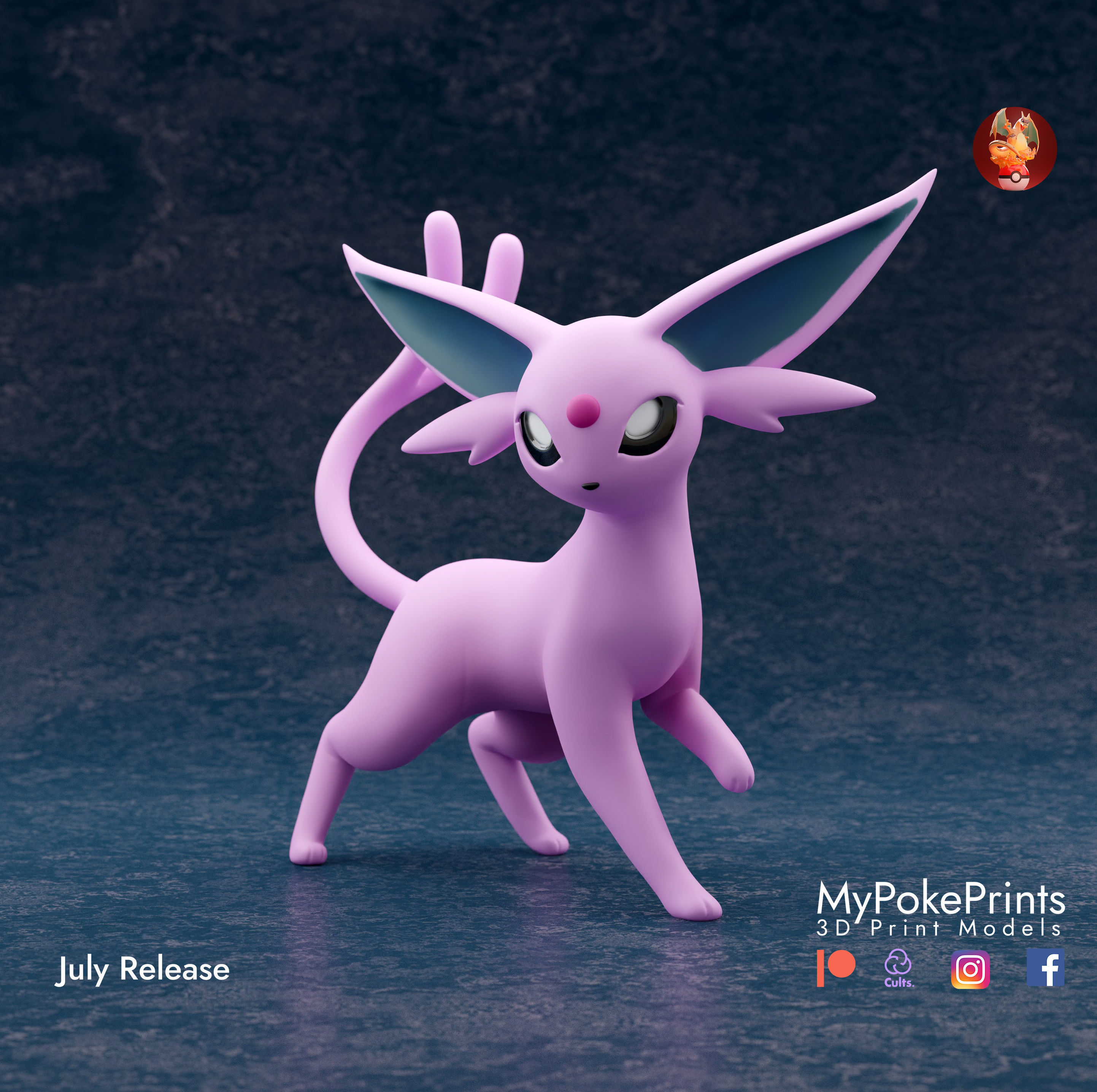 ESPEON 2 POSES - PRE-SUPPORTED POKEMON 3D model 3D printable | CGTrader
