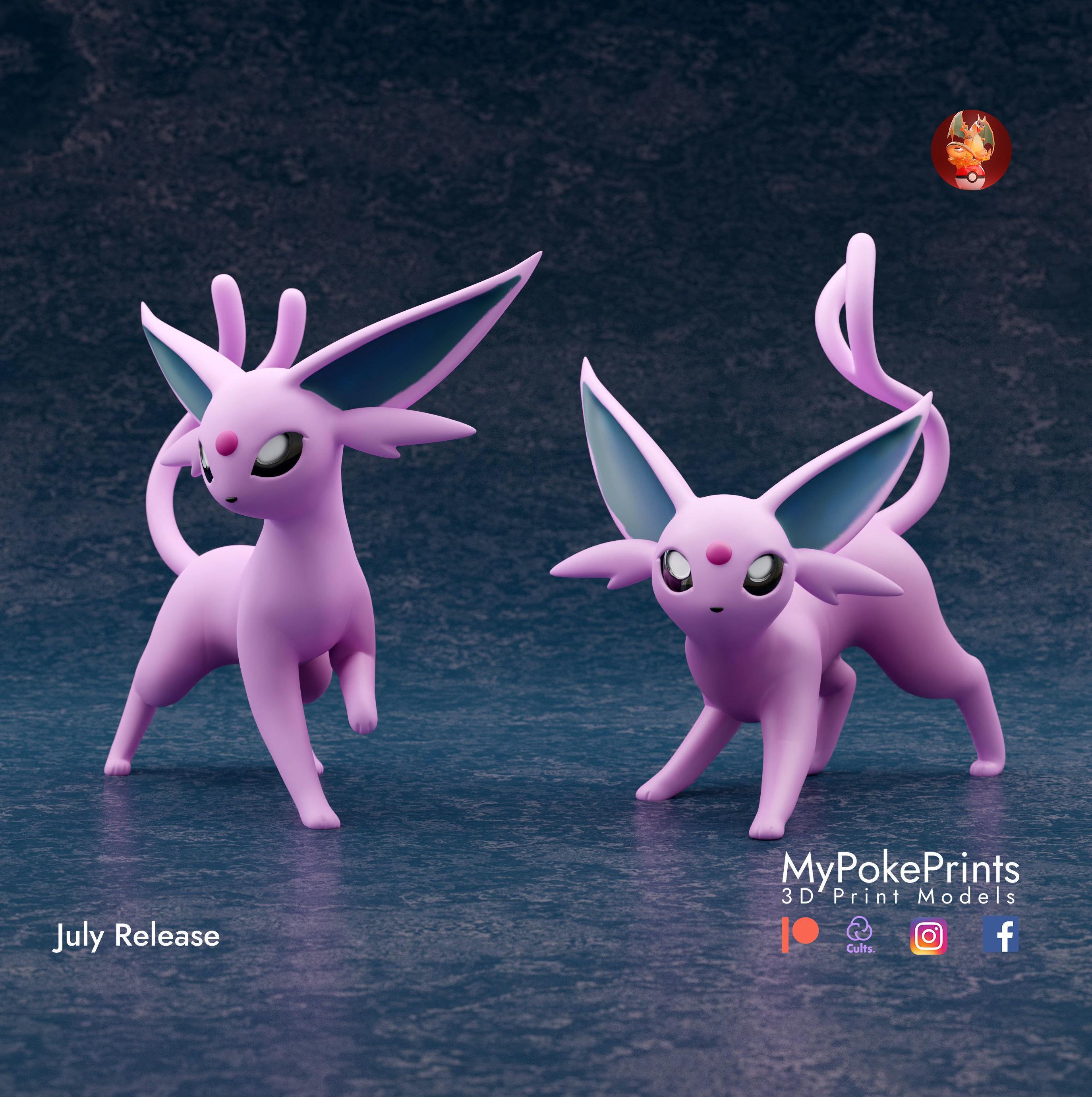 ESPEON 2 POSES - PRE-SUPPORTED POKEMON 3D model 3D printable | CGTrader