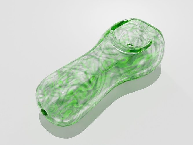 3D model UV UNWRAPPED PBR Glass Pipe with Green Details VR / AR / low ...