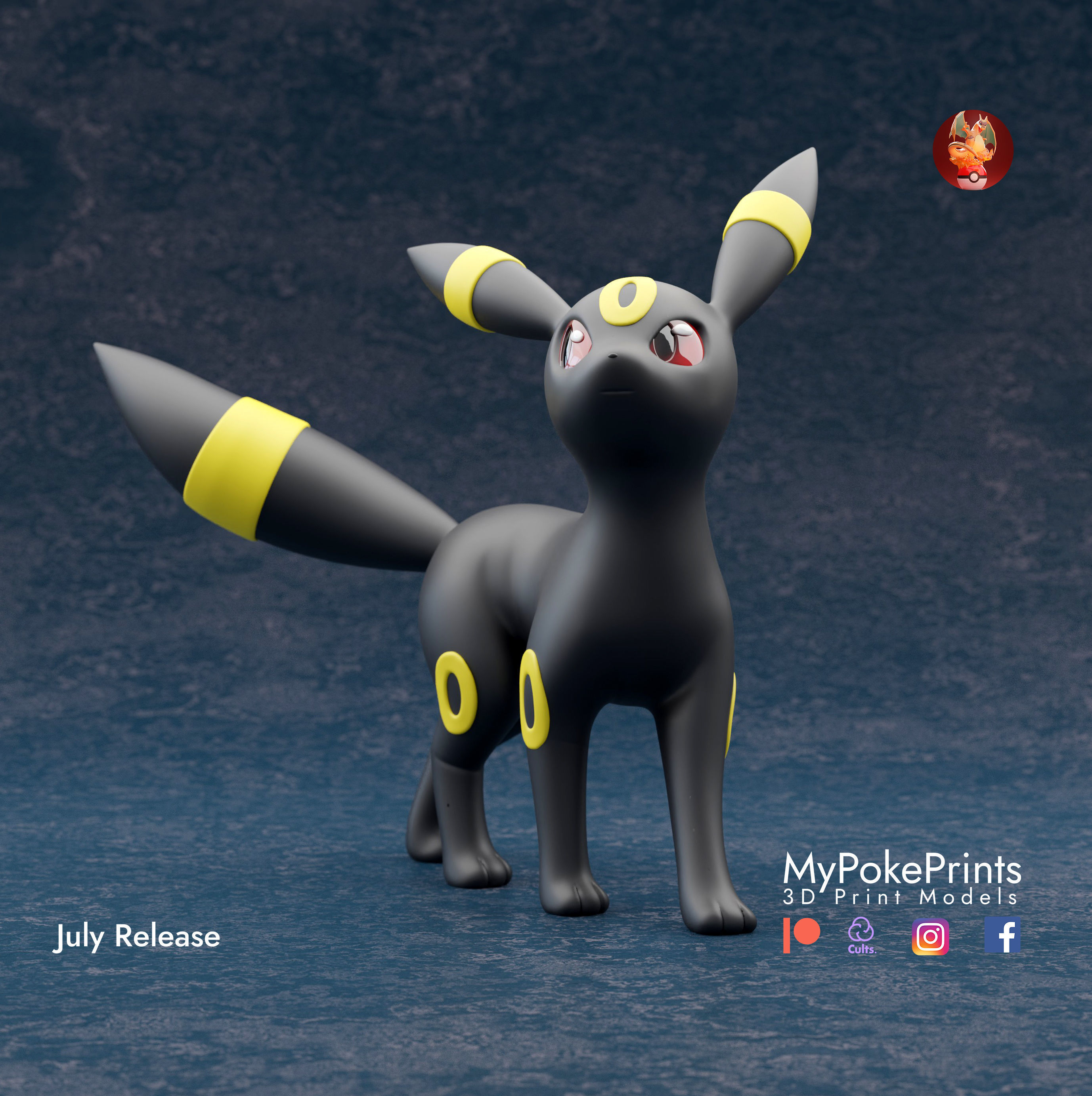 UMBREON 2 POSES - PRE-SUPPORTED EEVEELUTION POKEMON 3D model 3D ...