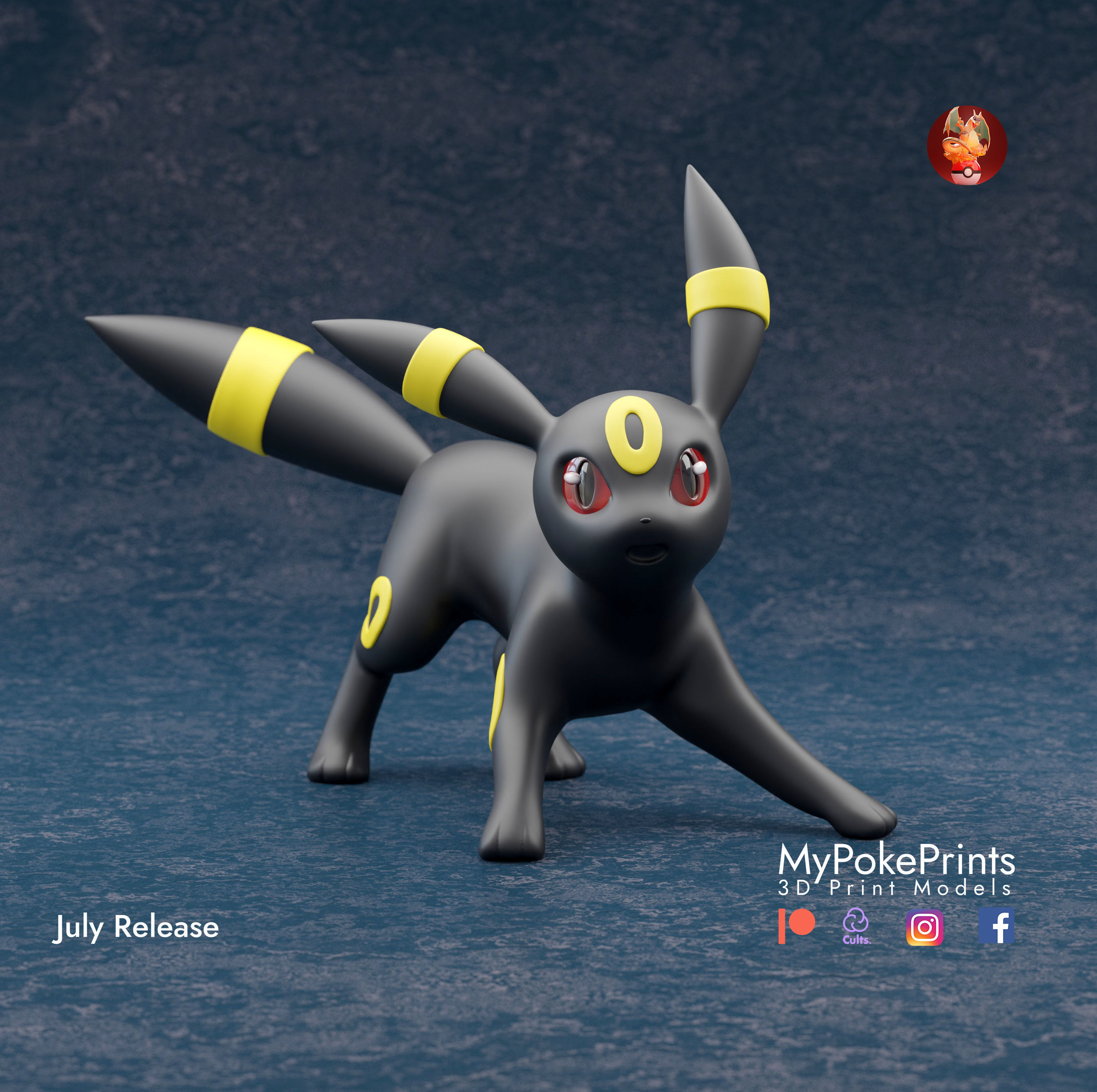 UMBREON 2 POSES - PRE-SUPPORTED EEVEELUTION POKEMON 3D model 3D ...