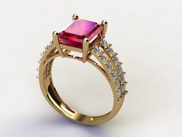 EMERALD RING 3D model 3D printable | CGTrader