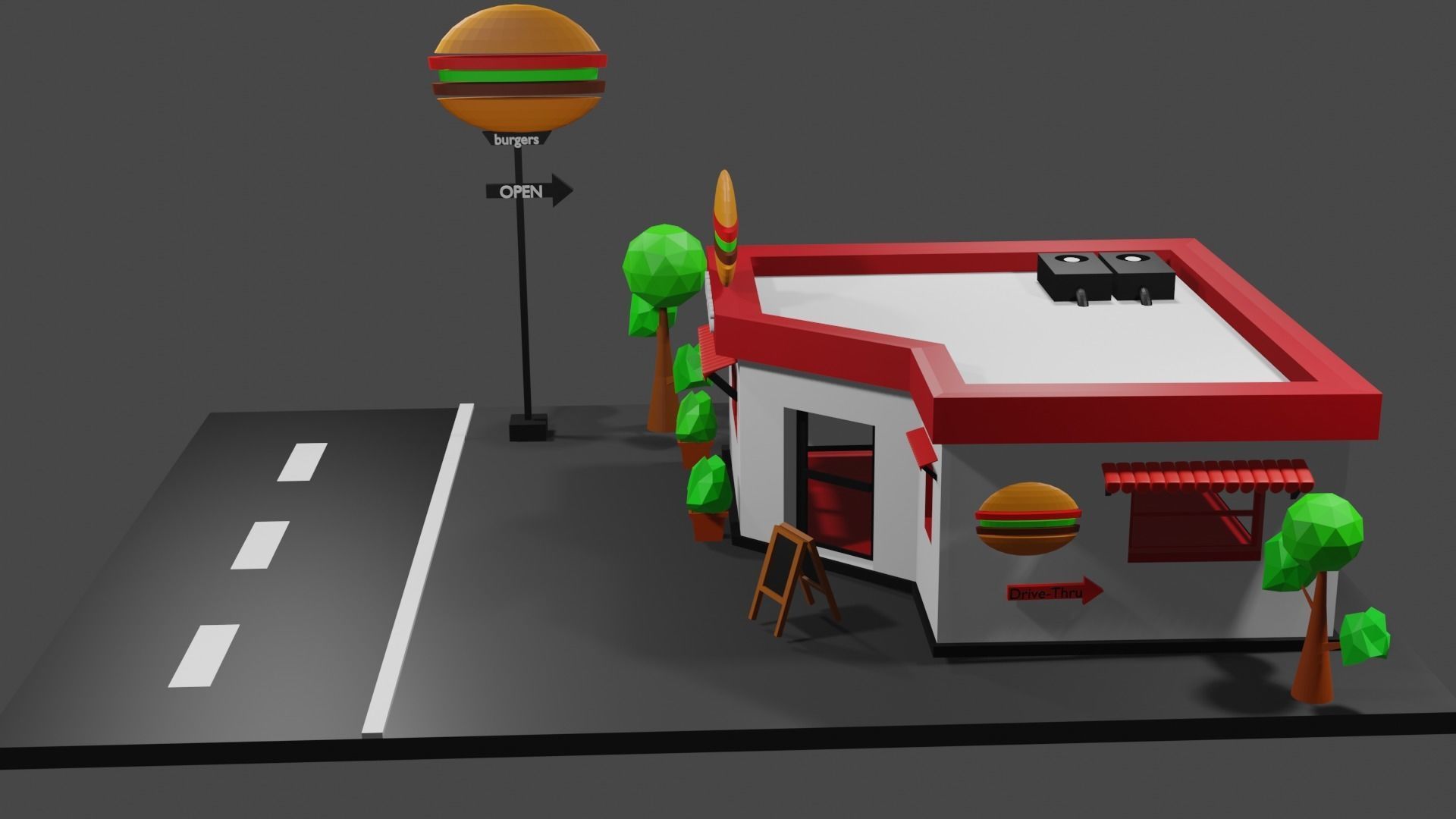 3D model Burger Cafe VR / AR / low-poly | CGTrader