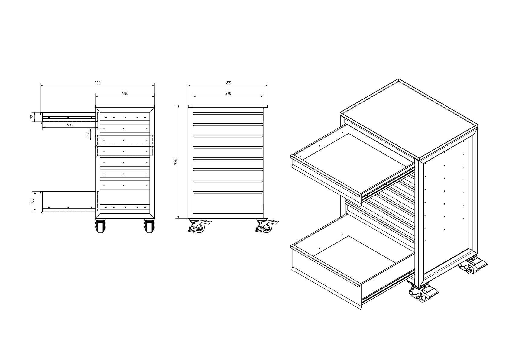 Tool box with 8 drawers - Inventor 3D model | CGTrader