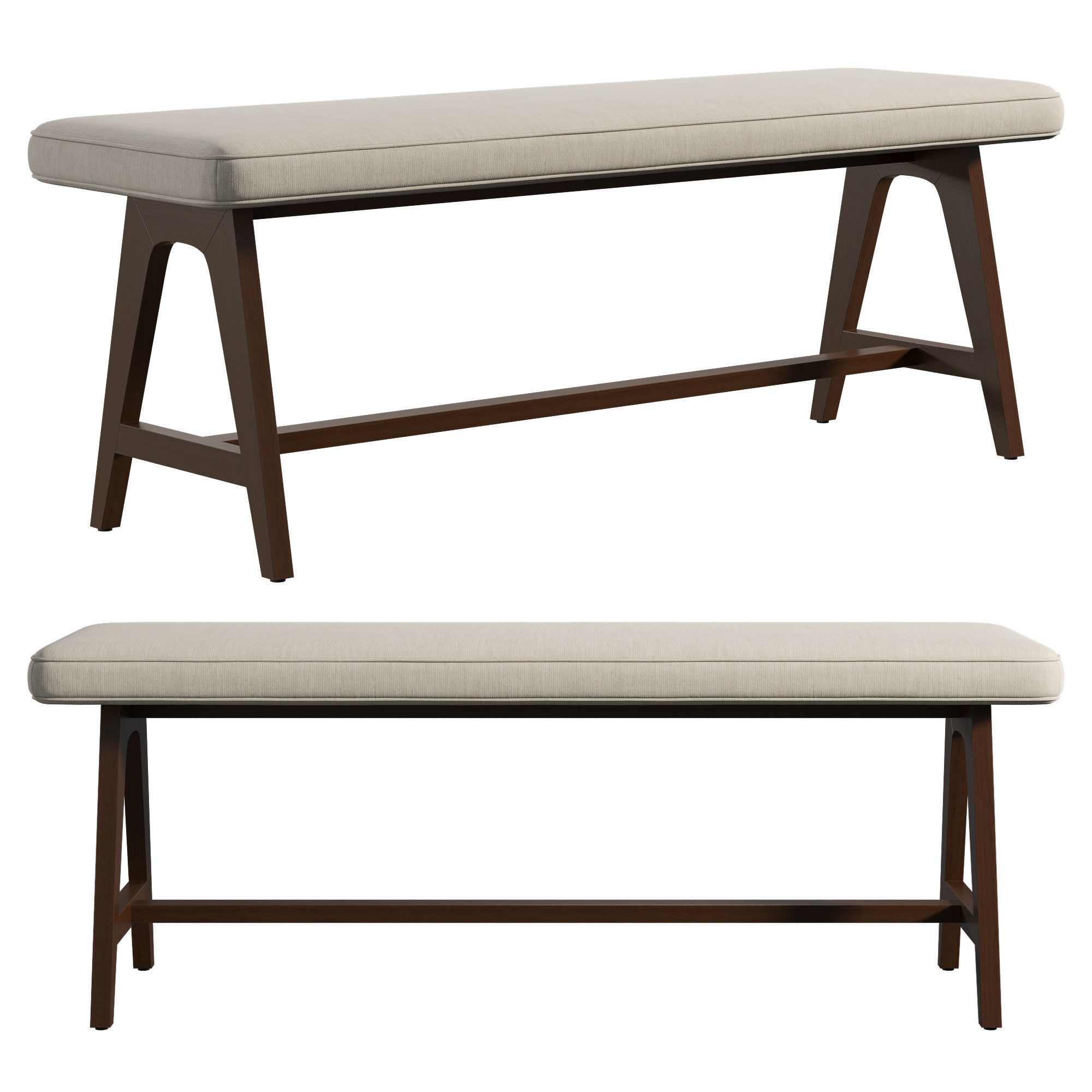 Mid-Century A-Frame Dining Bench 3D model | CGTrader