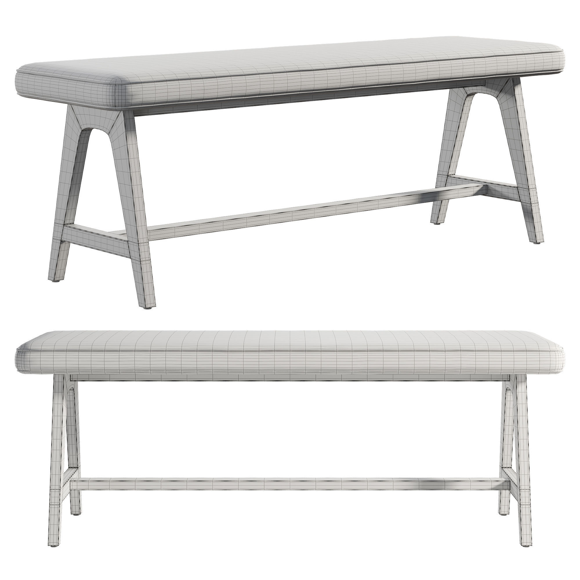 Mid-Century A-Frame Dining Bench 3D model | CGTrader