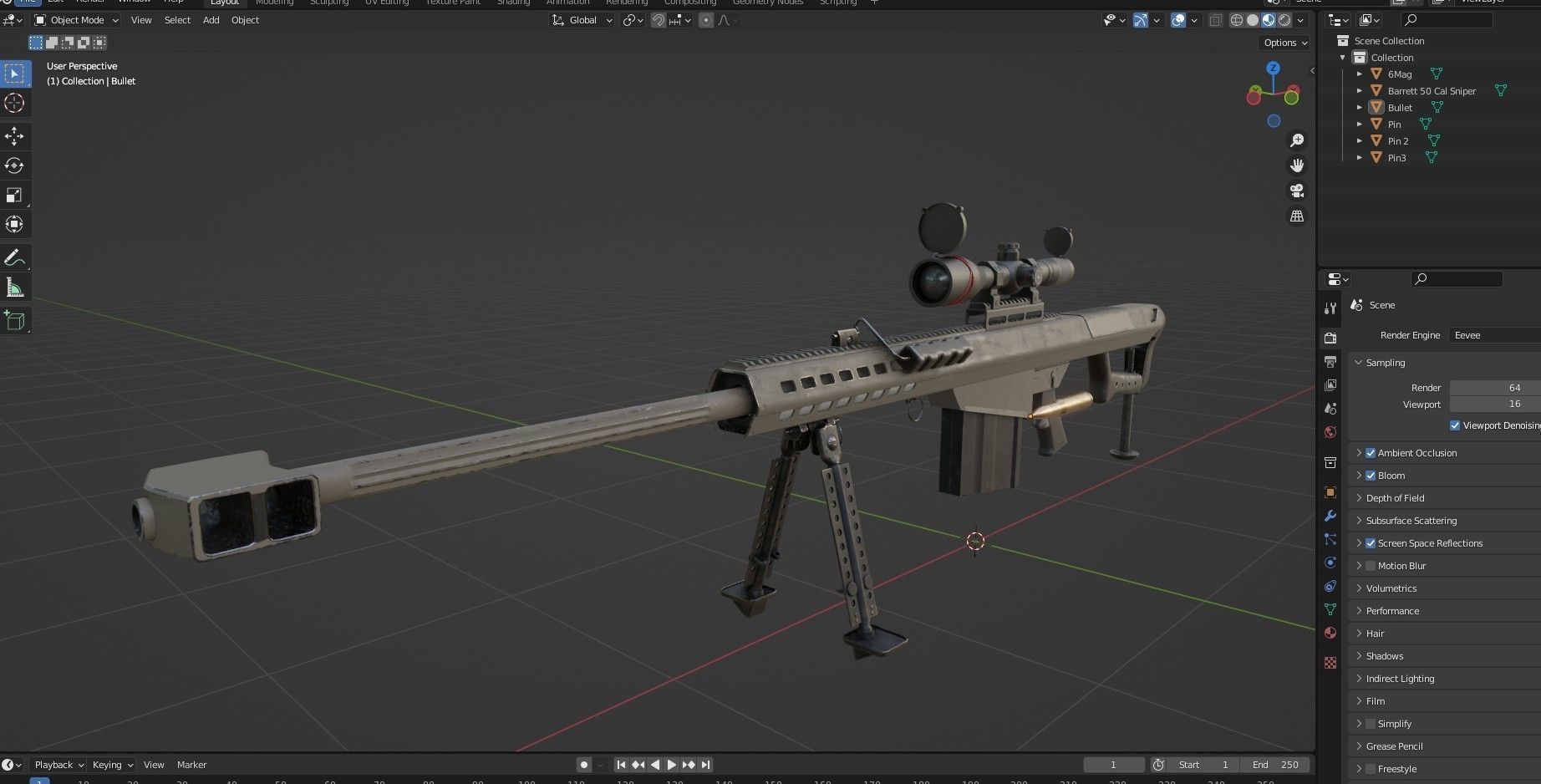 3D model Barrett 50 Cal Sniper Rifle VR / AR / low-poly | CGTrader