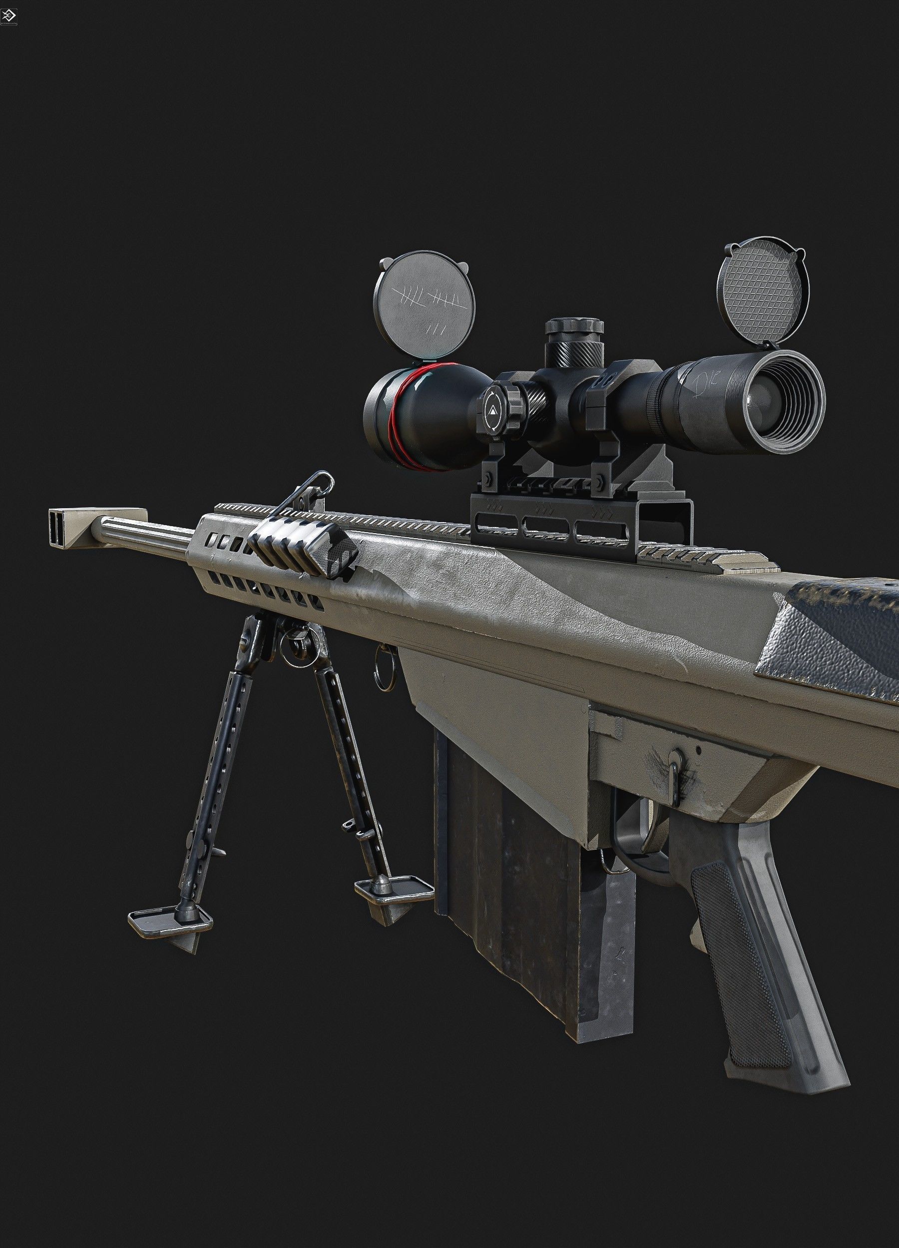 3D model Barrett 50 Cal Sniper Rifle VR / AR / low-poly | CGTrader