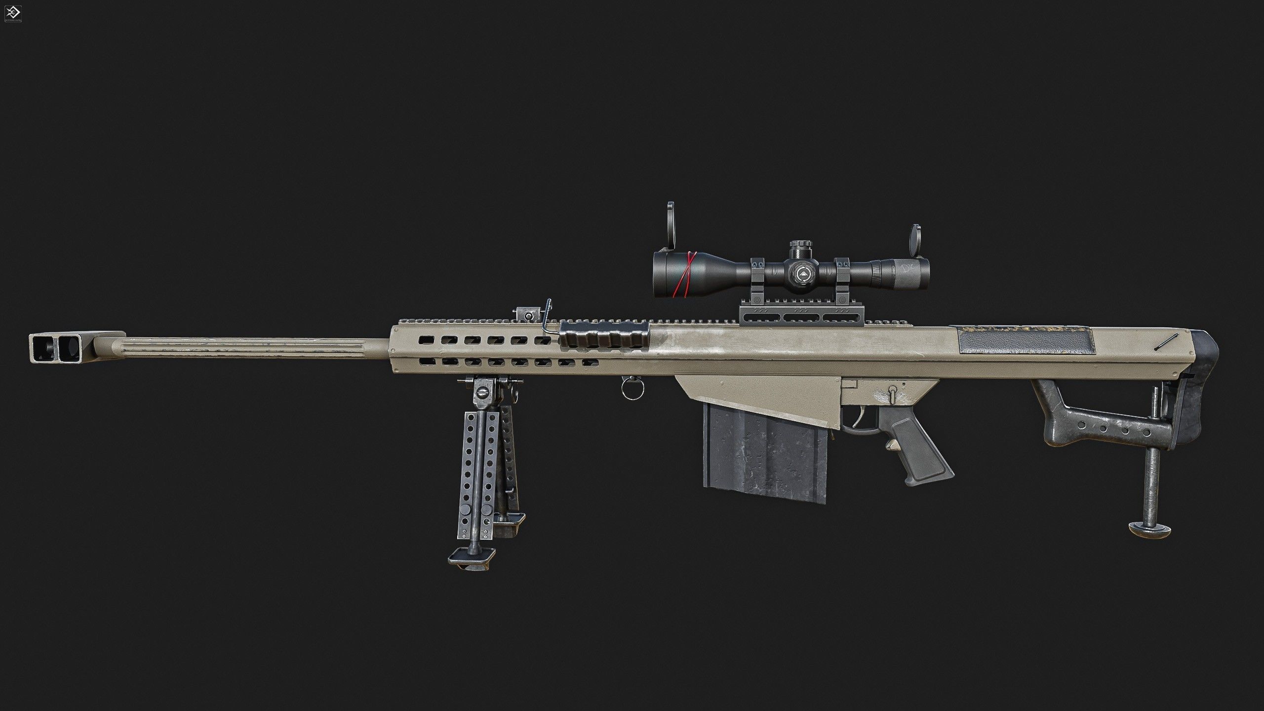 3D model Barrett 50 Cal Sniper Rifle VR / AR / low-poly | CGTrader