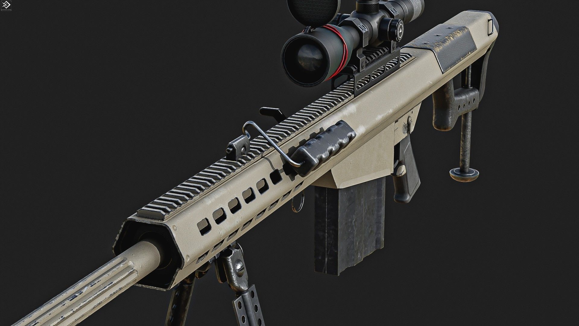 3D model Barrett 50 Cal Sniper Rifle VR / AR / low-poly | CGTrader