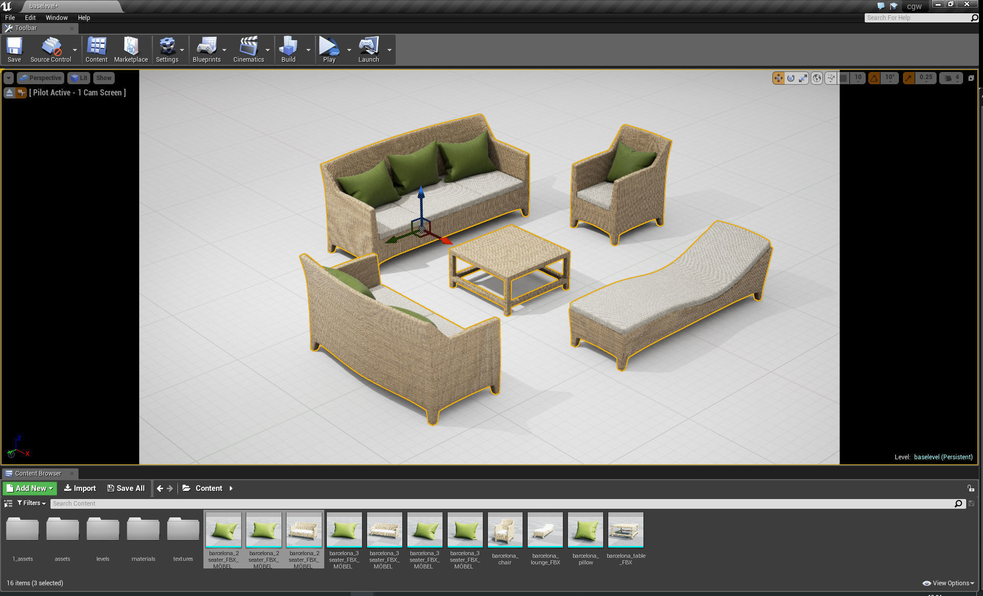 Dedon Barcelona Set UE4 3D model | CGTrader