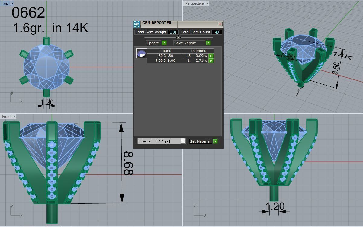 Round 6 Prong Peg Head Setting 0662 free 3D model 3D printable | CGTrader