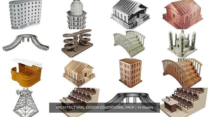 3D Model Collection ARCHITECTURAL DESIGN EDUCATIONAL PACK VR / AR / low ...