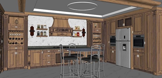KITCHEN CLASSIC CABINET 3D model | CGTrader