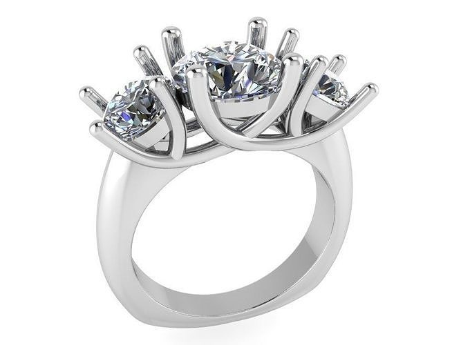 3-Stone Trellis Setting Diamond Ring 0579 3D model 3D printable | CGTrader