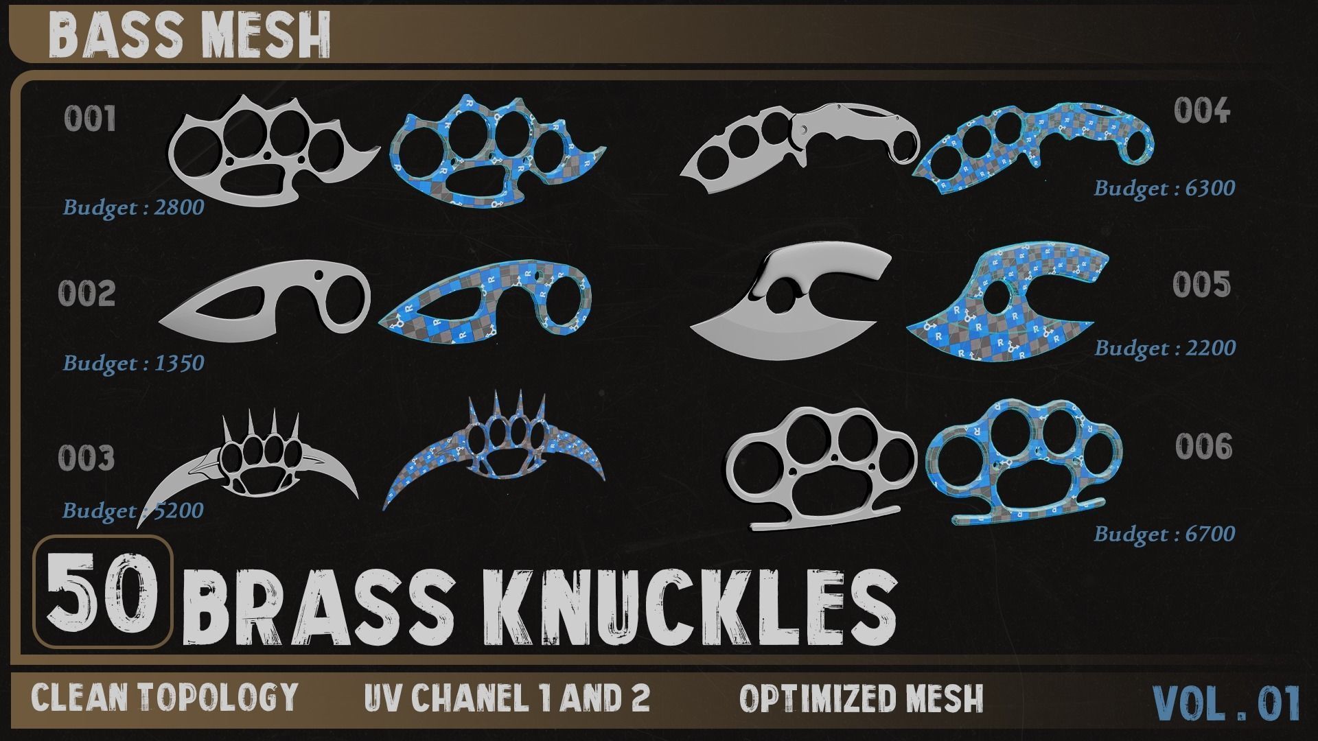 50 Brass Knuckles Base Mesh vol 01 3D model | CGTrader
