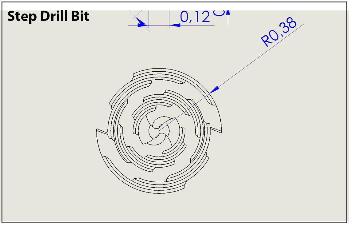 Original Size Step Drill Bit Ready for 3d Print model 3D model 3D ...